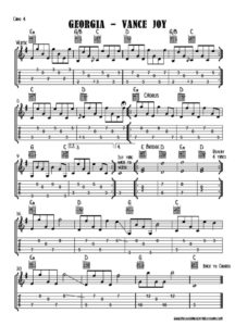 Georgia - Vance Joy Guitar Free Tab & Chords Lesson - Learning To Play ...